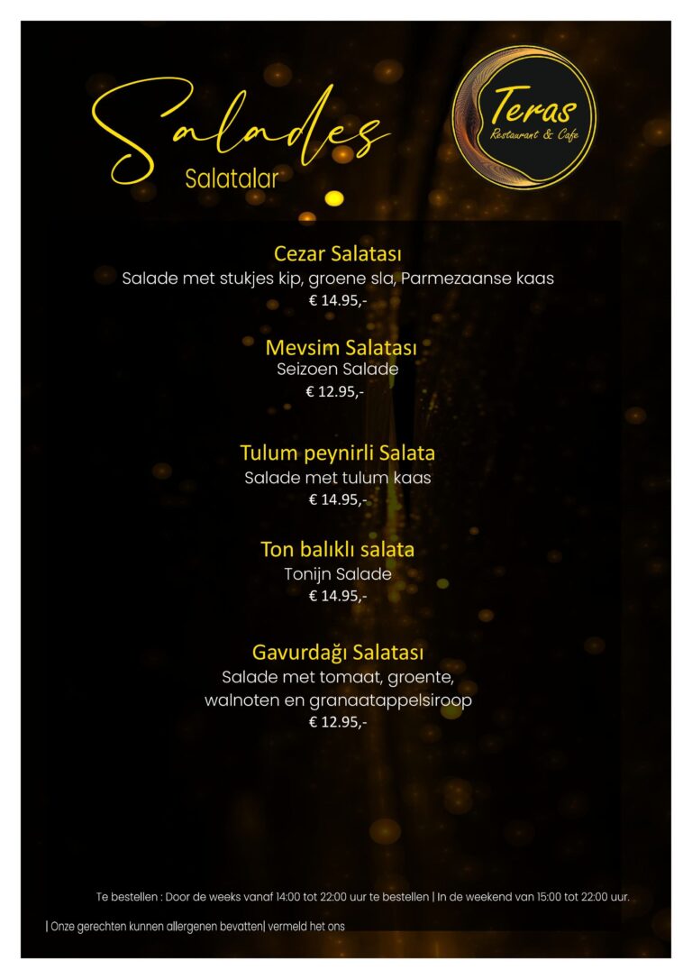 Menu – Teras Restaurant