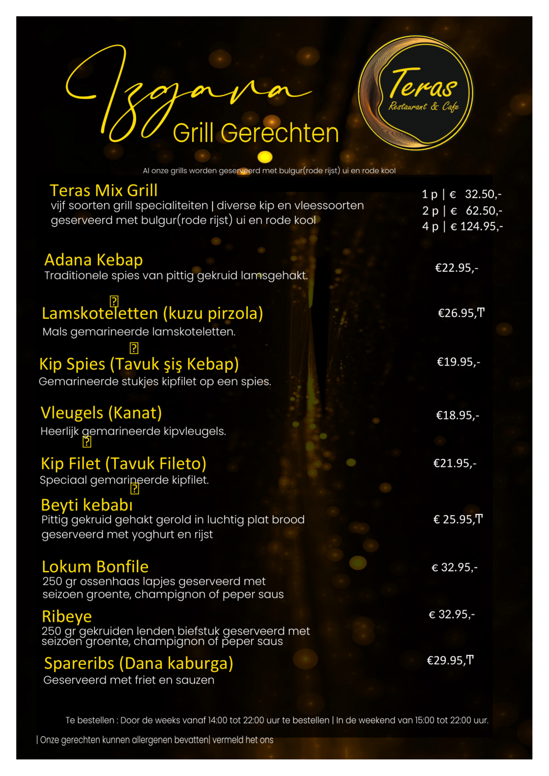 Menu – Teras Restaurant